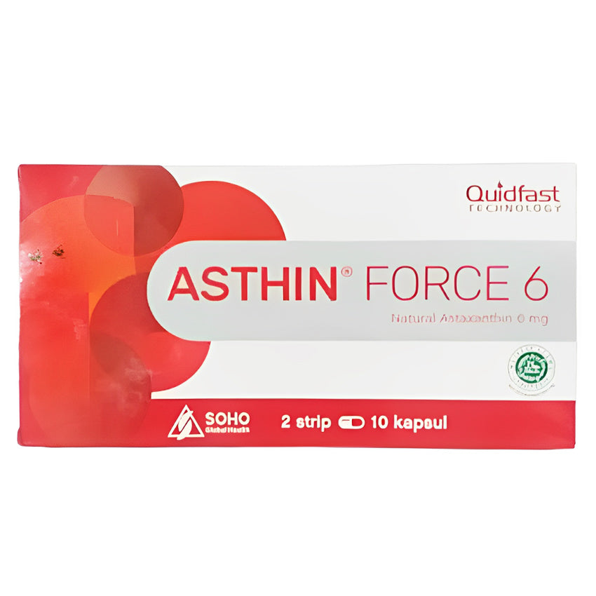 Asthin Force 6 Natural Astaxanthin 6mg Suplemen Kesehatan - 20 Kapsul ...