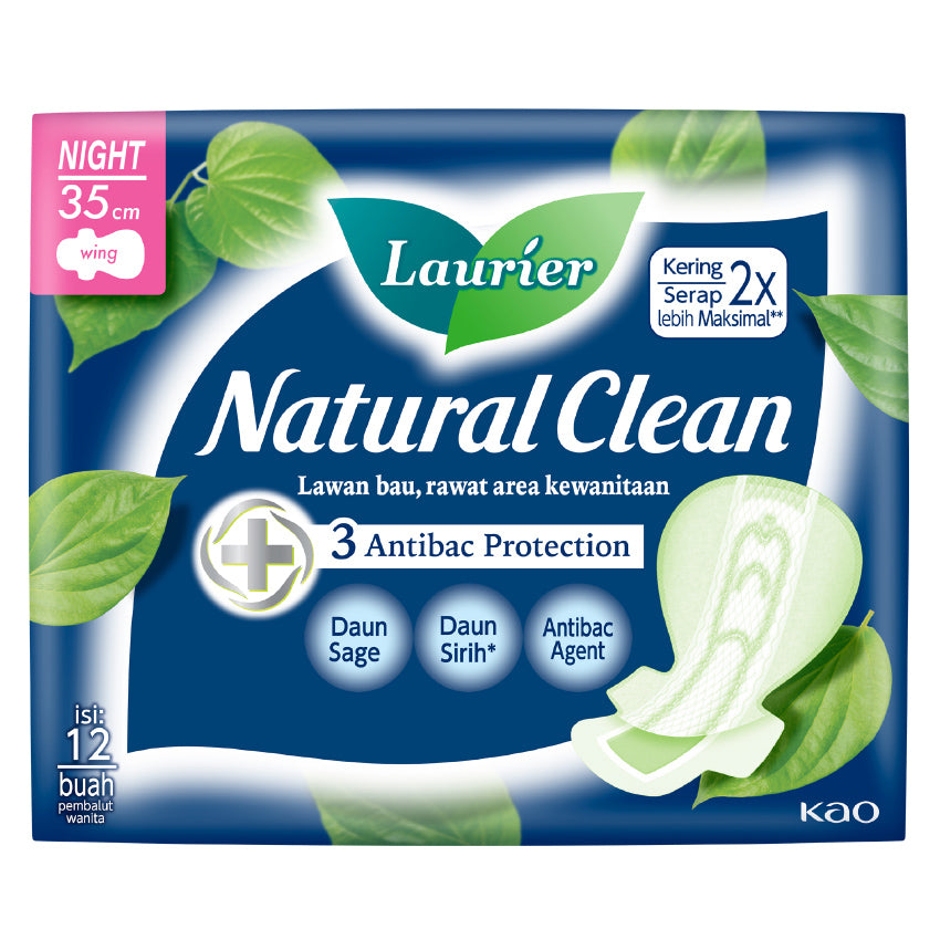 Jual Laurier Natural Clean Night Wing 35 cm - 12 Pads Harga Terbaik ...