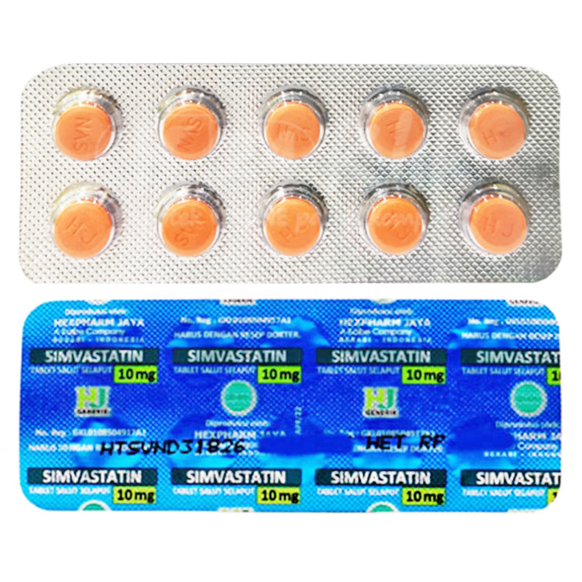 Jual Simvastatin 10mg Obat Kolesterol - 10 Tablet [HJ] Harga Terbaik ...