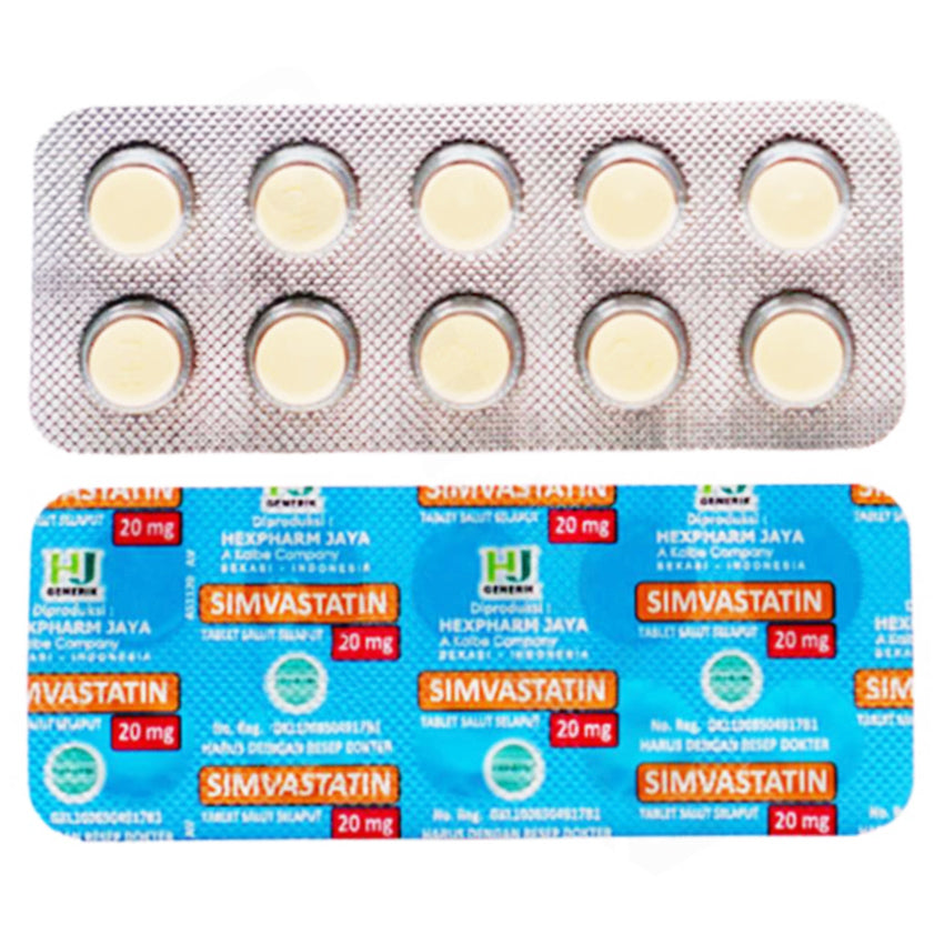 Jual Simvastatin 20mg Obat Kolesterol - 10 Tablet [HJ] Harga Terbaik ...