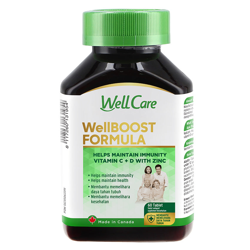 Wellcare Wellboost Formula Vitamin C + D + Zinc Suplemen Kesehatan - 6 ...
